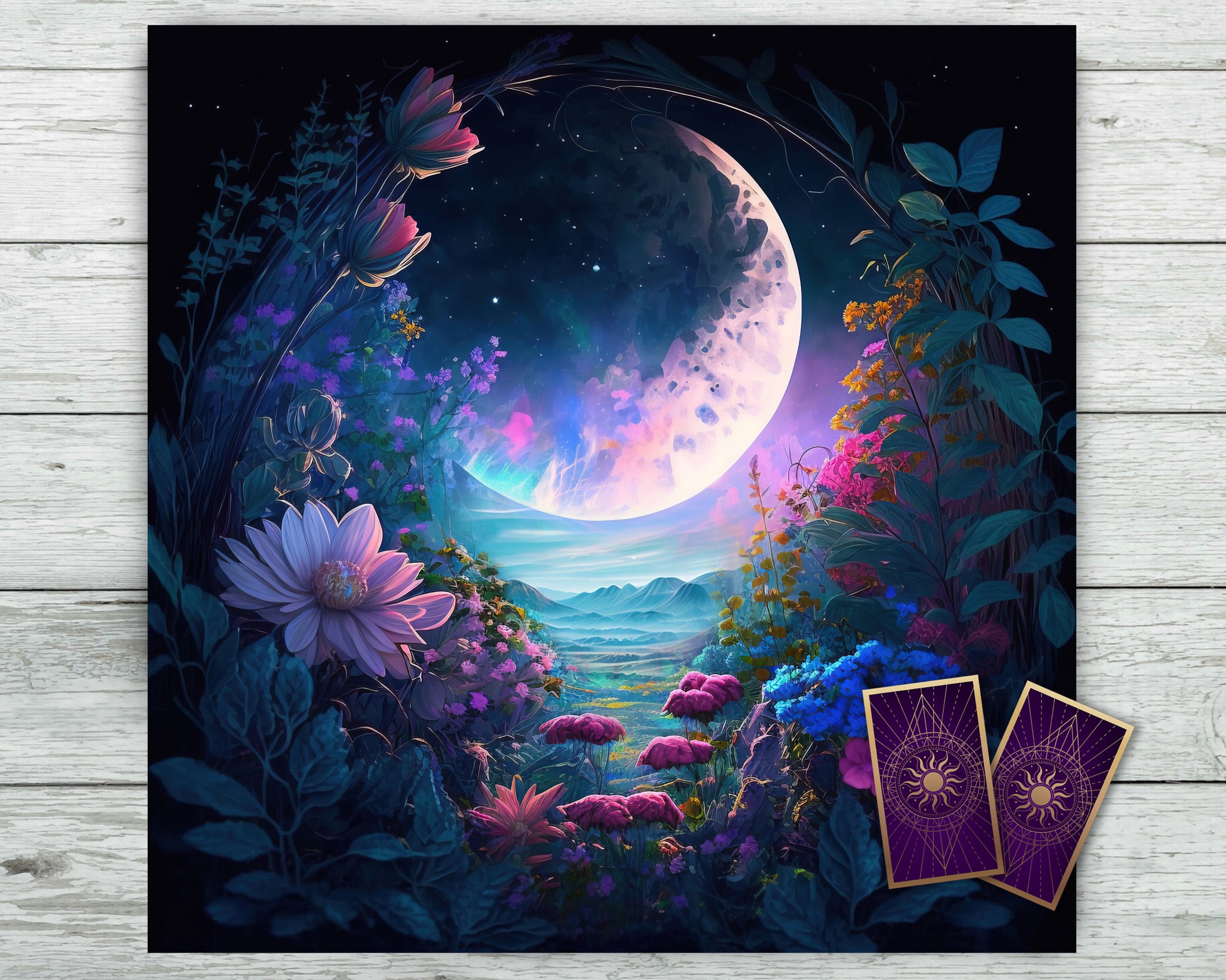 Tarot Altar Cloth With Moon Phase, Stars, Clouds. Celestial Tarot Deck ...