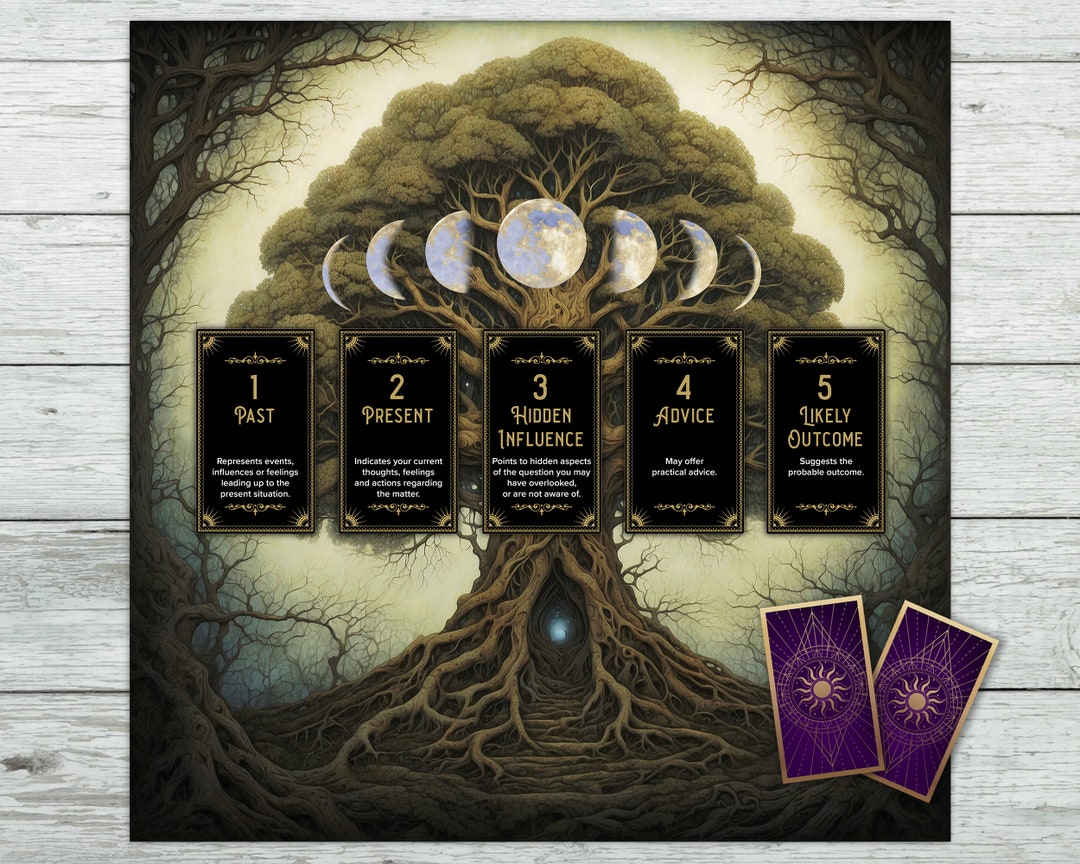 Tarot Altar Cloth Tree of Life, Druid, Magick, 5 Card Reading Spread ...