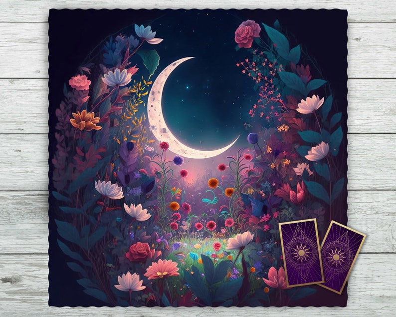 Tarot Altar Cloth With Moon Phase Stars and Clouds. - Etsy