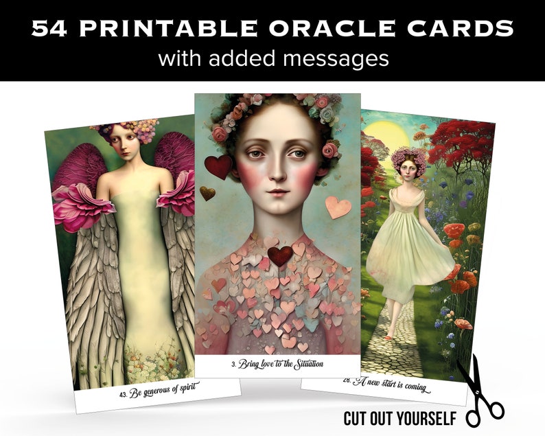 Printable Oracle Card Deck, PDF Digital File Instant Download ...