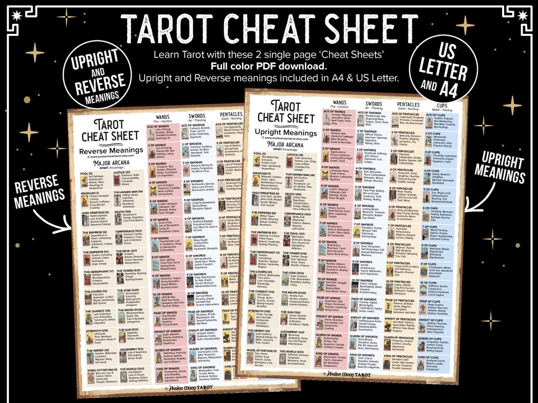 Tarot Cheat Sheet, Printable PDF Instant Download. Learn Tarot the Easy ...