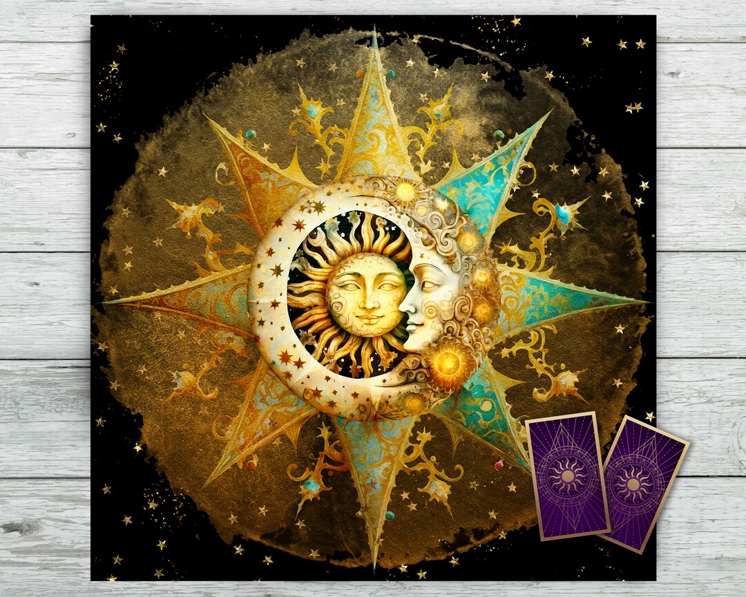 Tarot Altar Cloth With Sun Moon. Celestial Tarot Deck Altar Cloth for ...