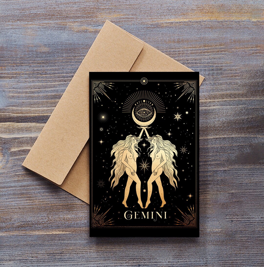 Gemini Birthday Card, Star Sign, Tarot, Zodiac, Horoscope, Astronomy ...