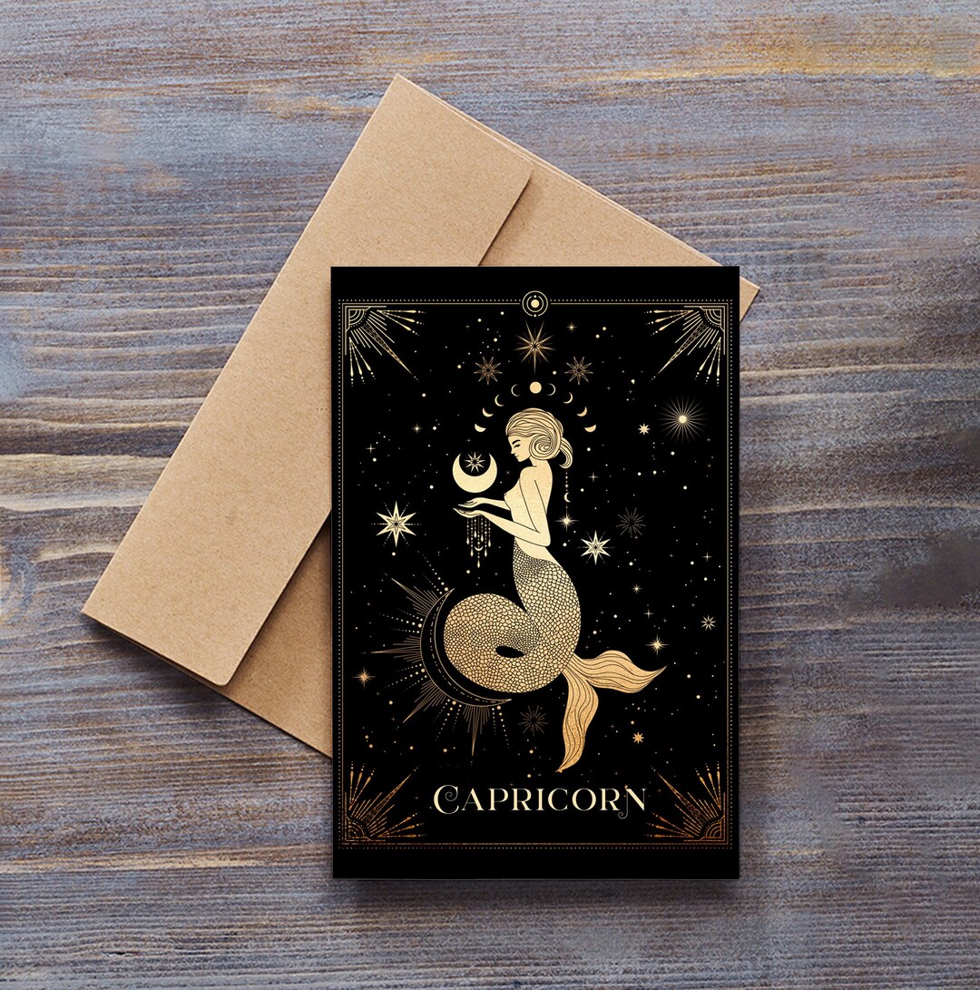 Capricorn Birthday Card, Star Sign, Tarot, Zodiac, Horoscope, Astronomy ...