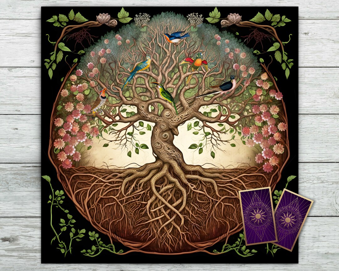 Tarot Altar Cloth Tree of Life, Druid, Magick, Green Man. Wicca Witch ...