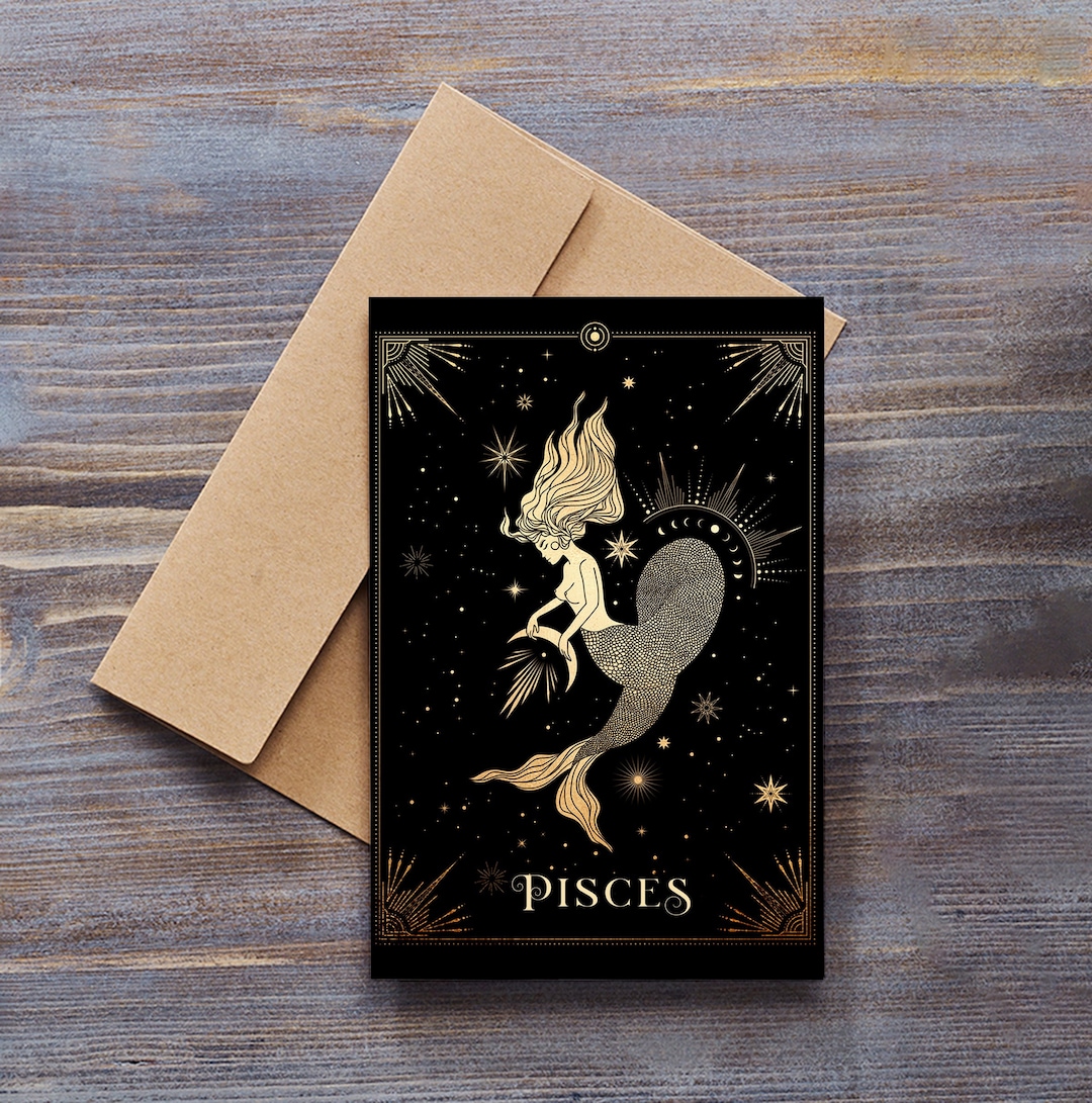 Pisces Birthday Card, Star Sign, Tarot, Zodiac, Horoscope, Astronomy ...