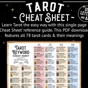 Tarot Cheat Sheet Printable PDF Instant Download. Featuring - Etsy
