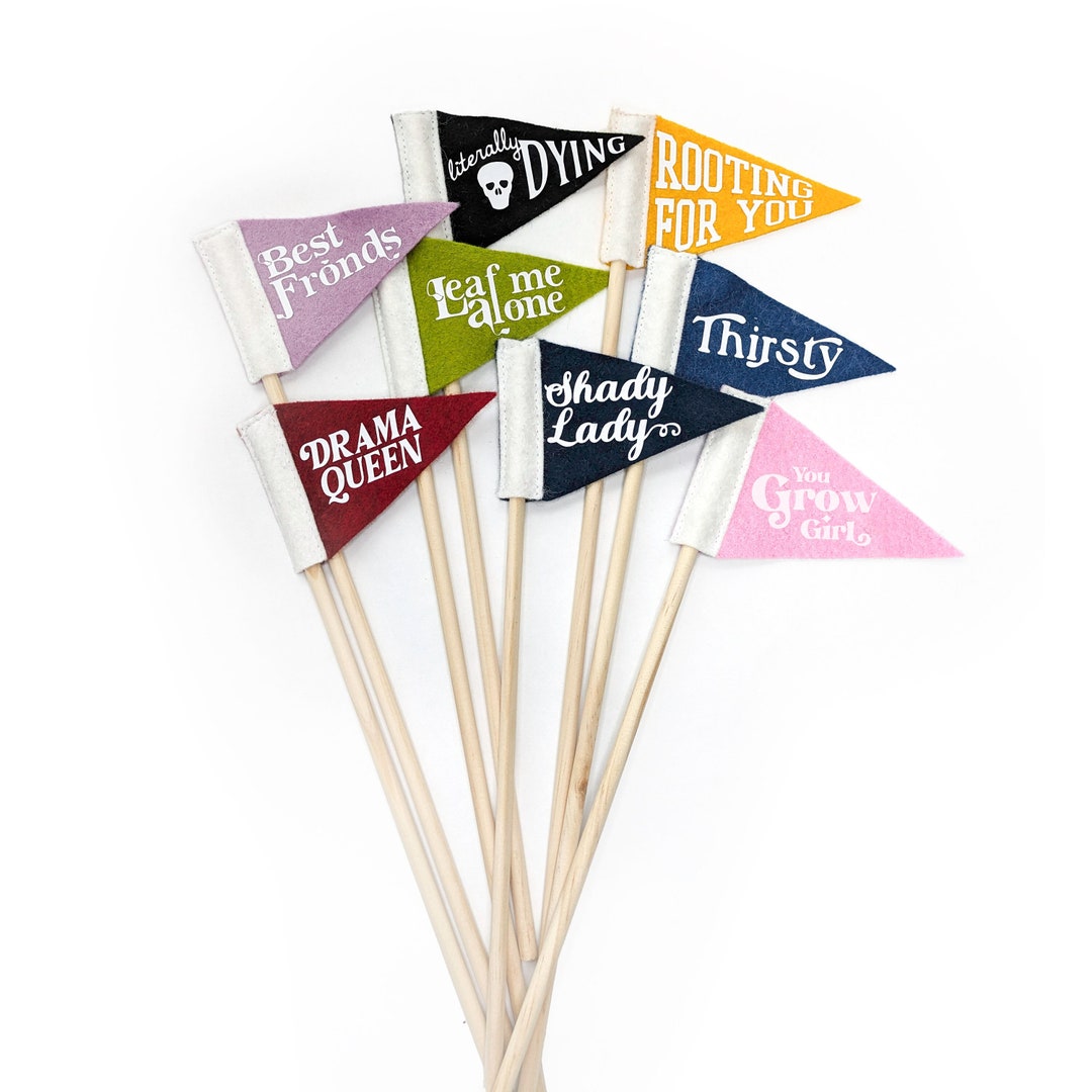 Punny Plant Flags: Miniature Felt Pennants on a Stick - Etsy