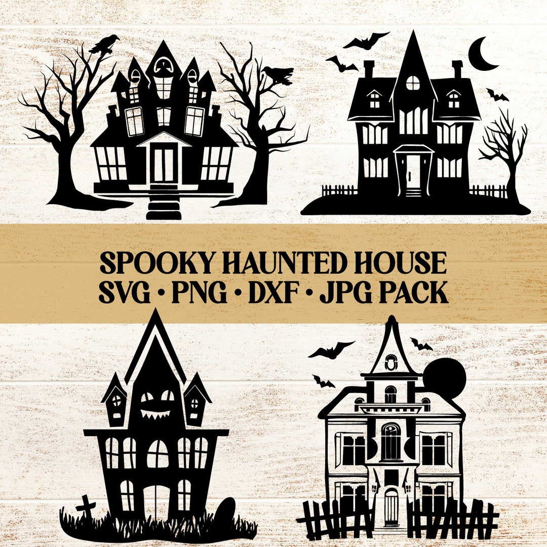 Maison hantée Digital SVG, PNG, jpeg, pack de fichiers DXF | Halloween ...