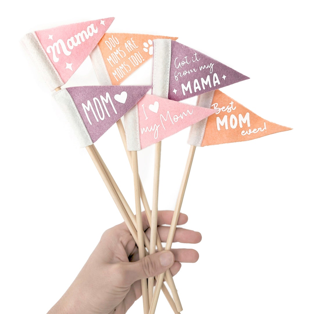 MOTHER'S DAY Gift Tiny Pennants | Mini Flags on a Stick | for Floral ...