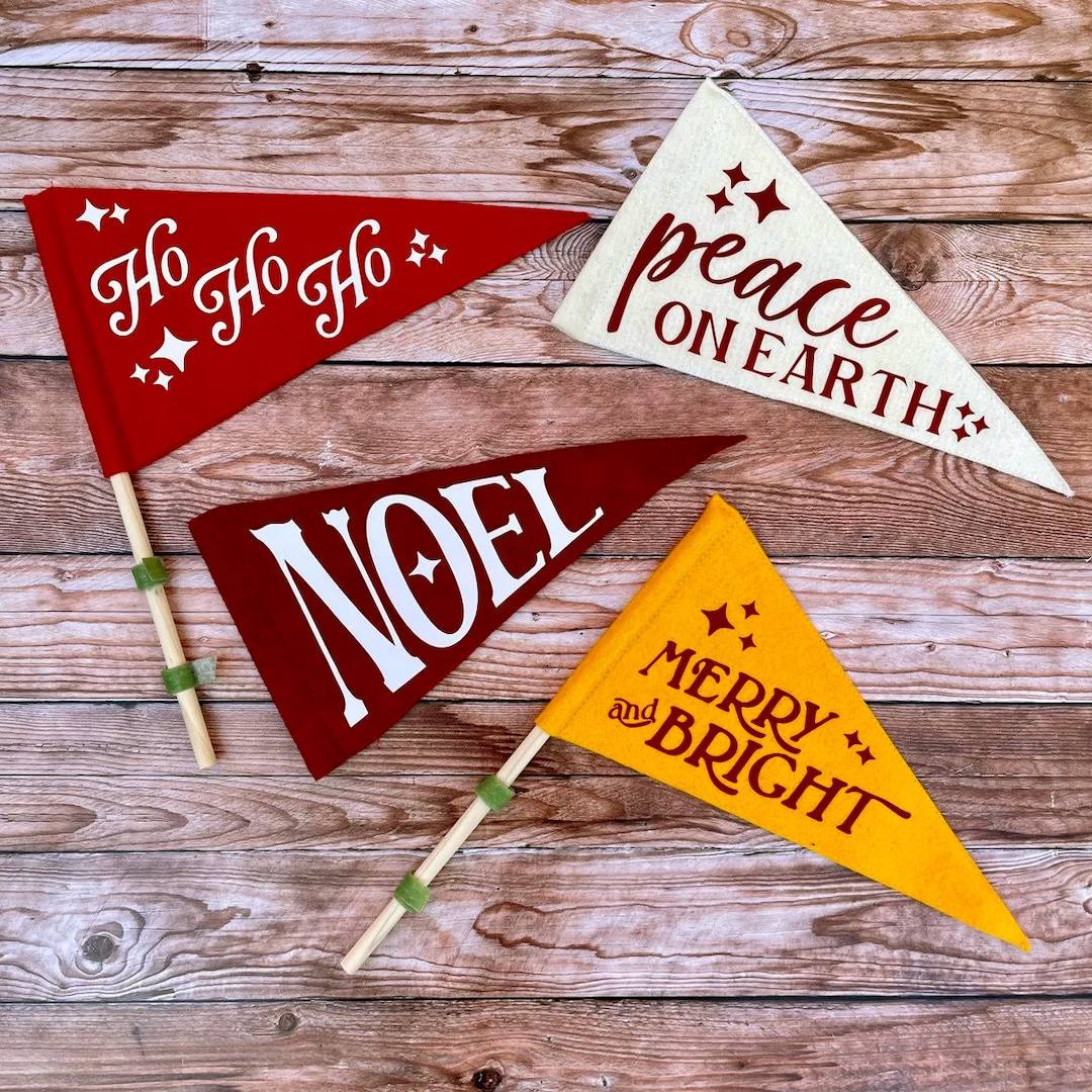 Pennant Christmas Tree Topper, Hygge Felt Flag, Merry and Bright, Peace ...