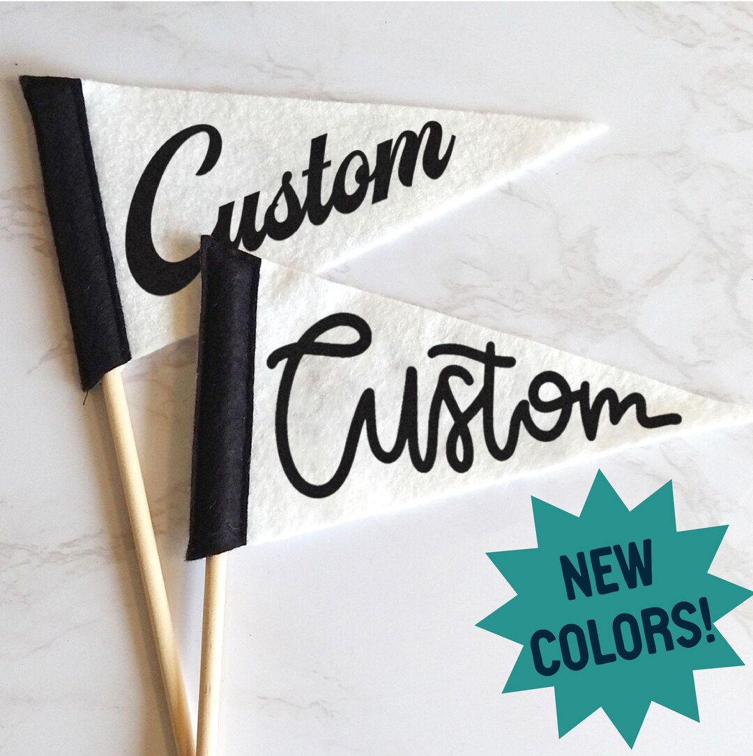 CUSTOM Mini Pennant | Small Felt Pennant on a Stick | Personalized ...