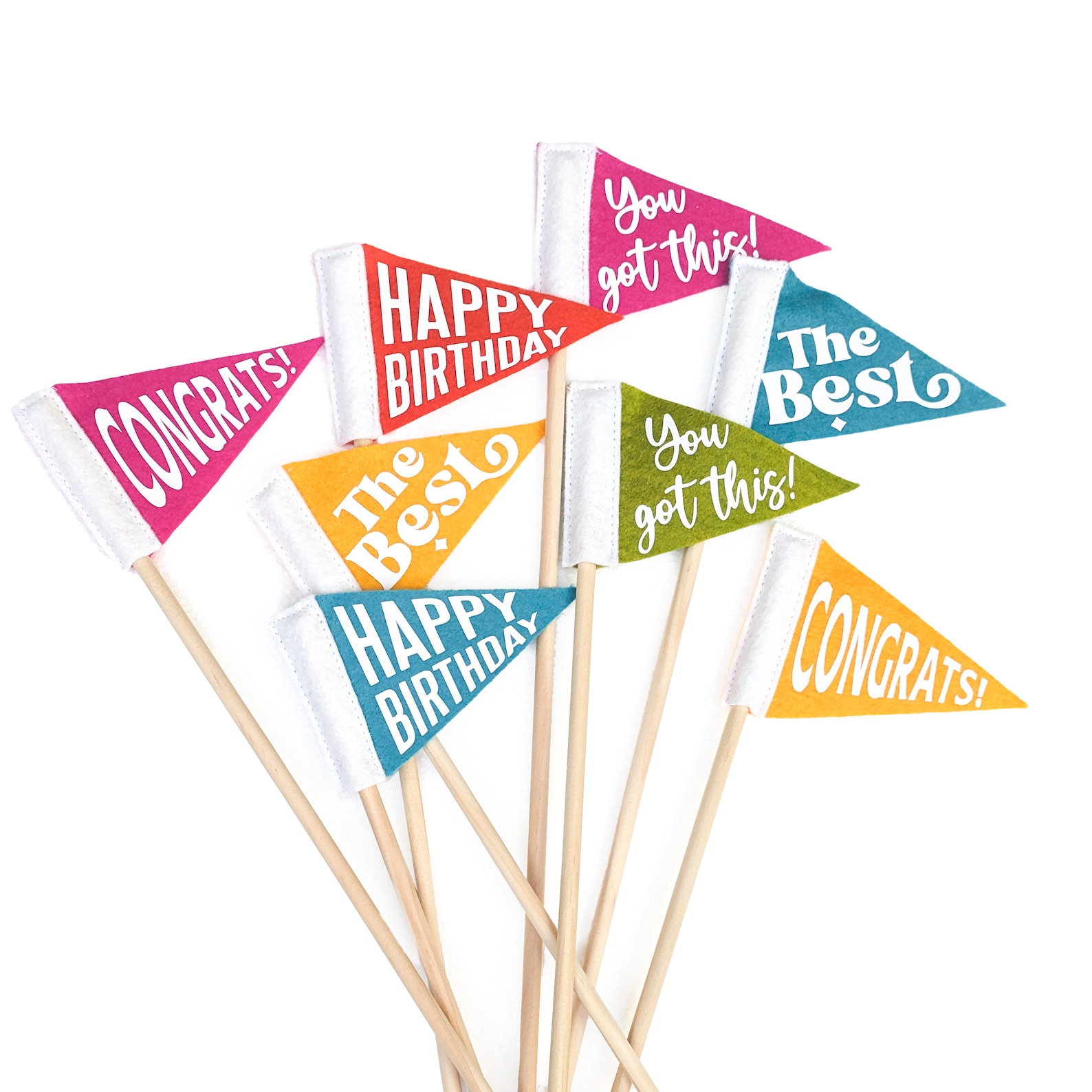 Congrats, Happy Birthday, the Best, You Got This | Tiny Message Pennant ...