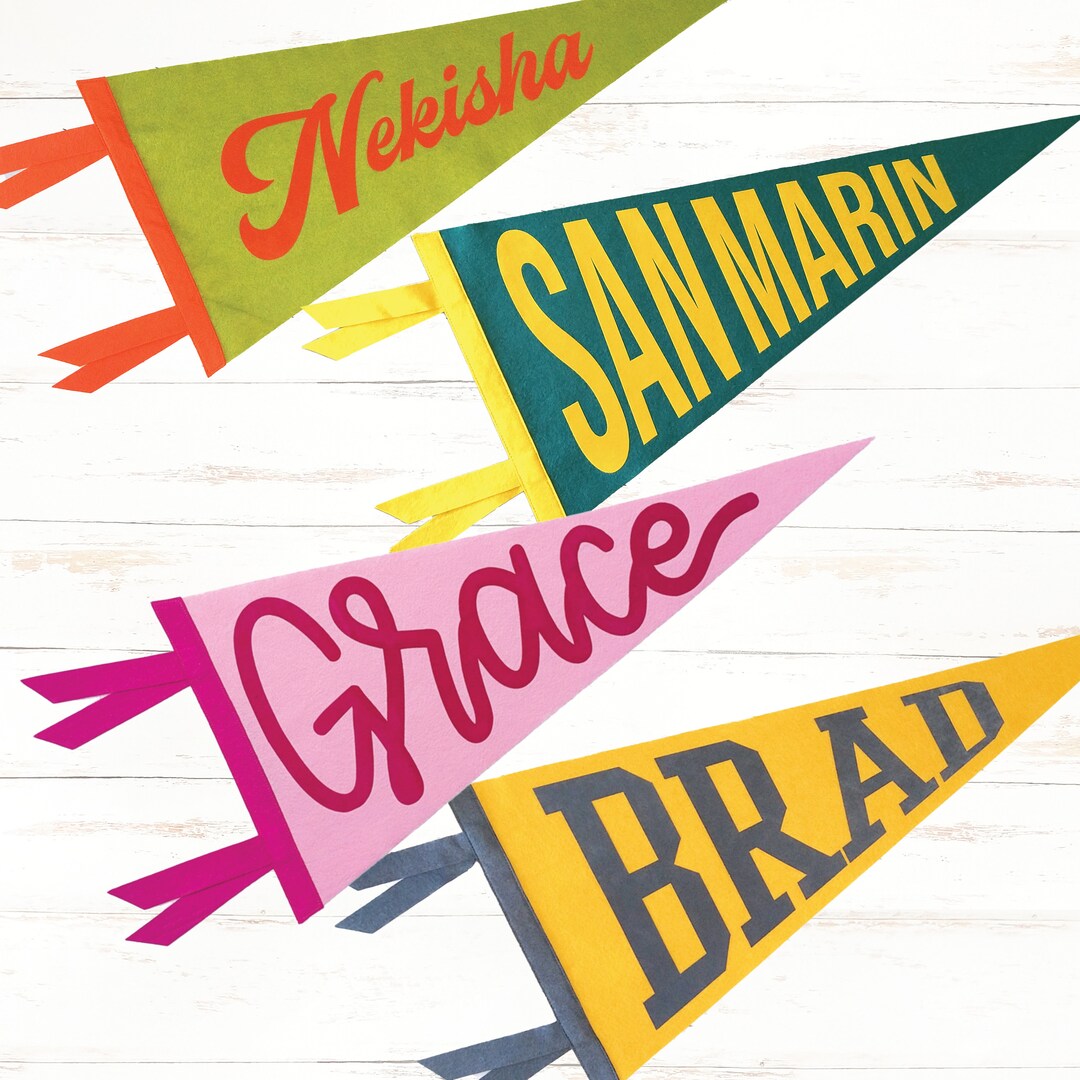 LARGE Custom FELT PENNANT | Personalized Felt Name Sign Flag | 12x24 ...