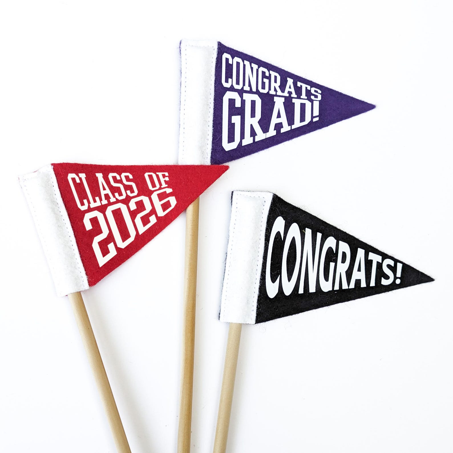 Class of 2026 Graduation Tiny Pennant on Stick, Mini Felt Flag - Etsy