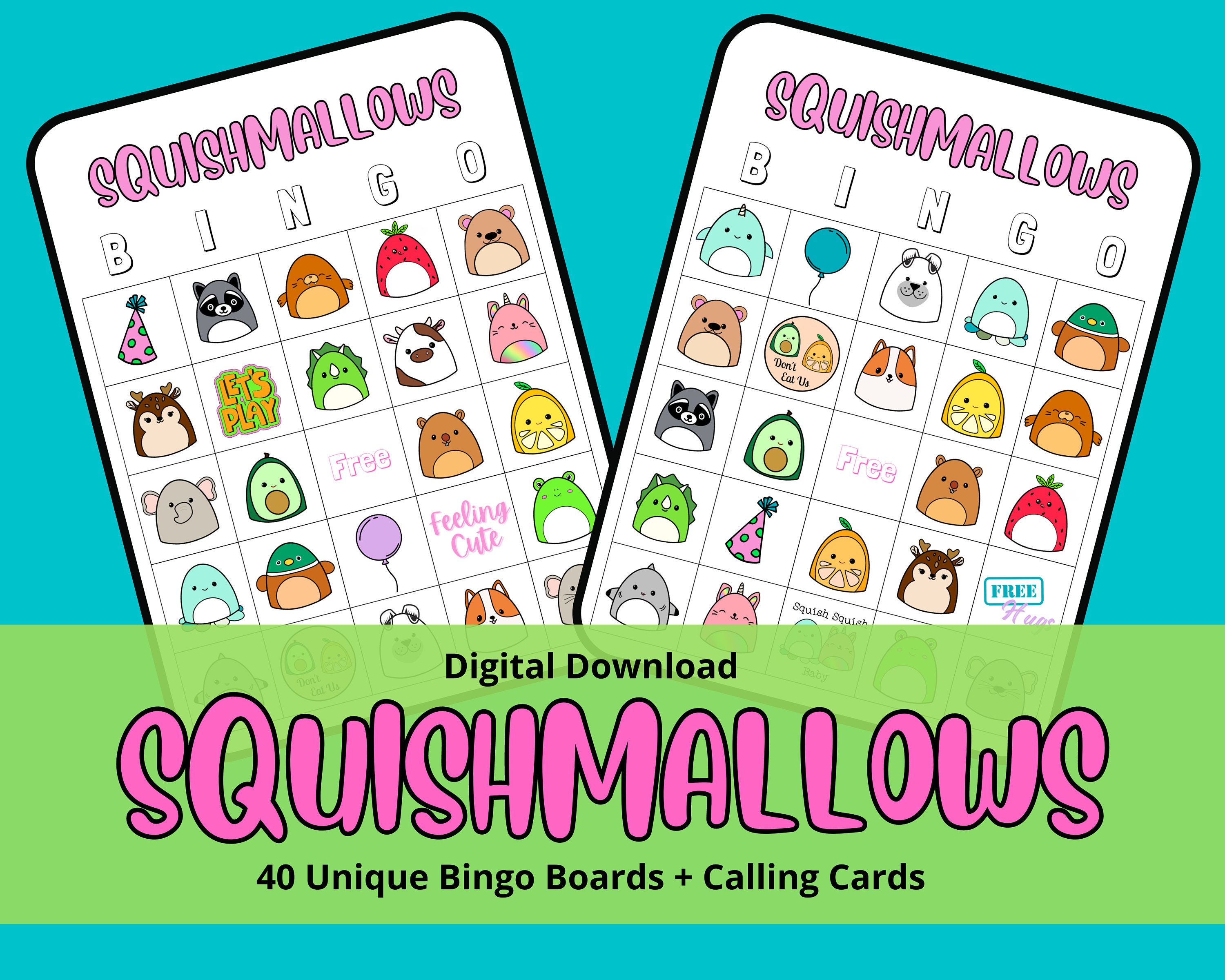 Squishmallow Bingo Squishmallow Birthday Party Game 40 Unique Boards - Etsy