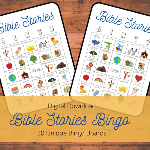 Bible Story Bingo Bible Study Bingo Sunday School Bingo - Etsy