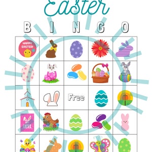 Easter Bingo Game: 50 Unique Cards, Easter Party (digital Download) - Etsy