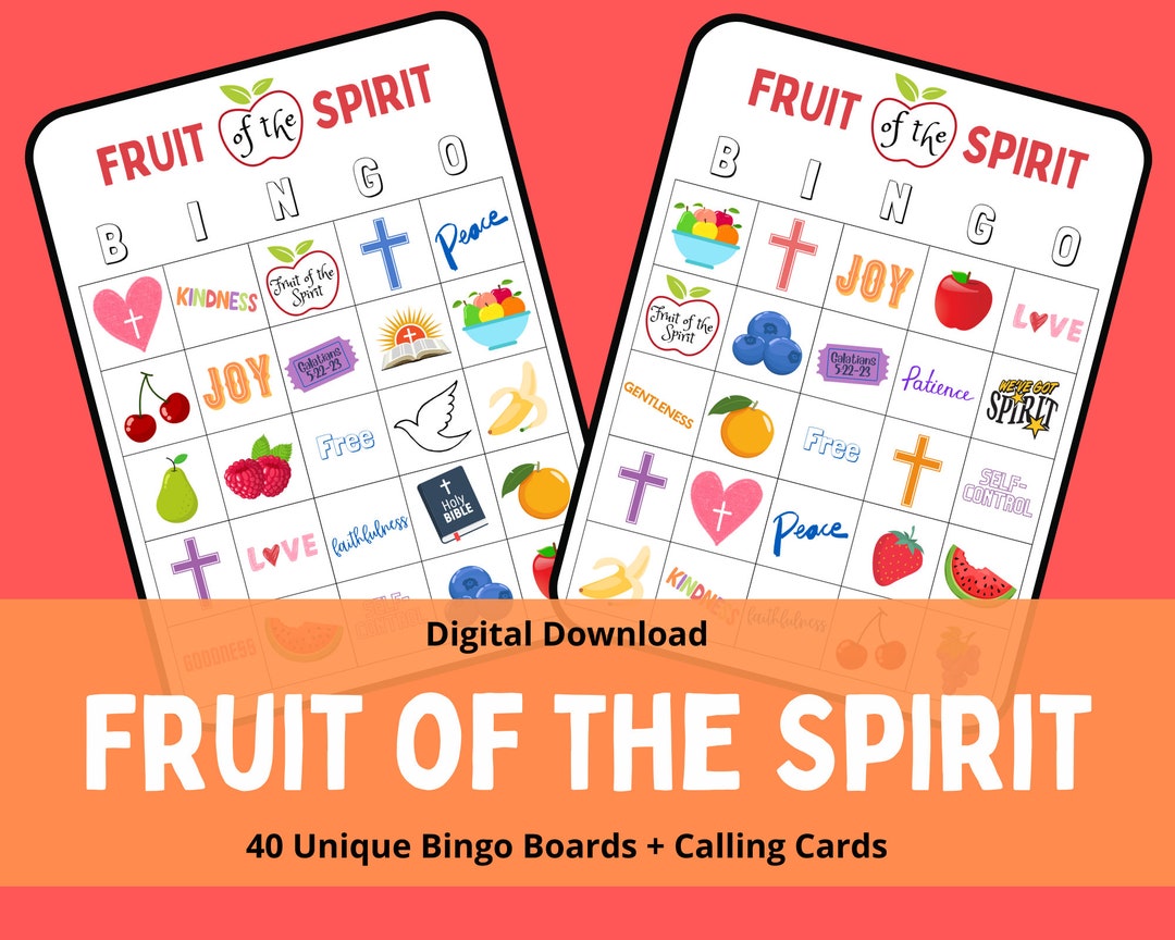 Fruit of the Spirit Bingo | Bible Bingo | Fruit of the Spirit Game | 40 ...