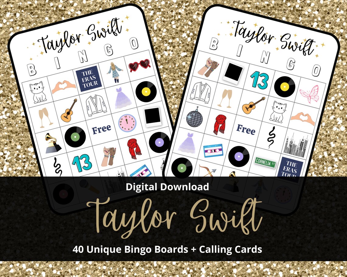 Taylor Swift Bingo Taylor Swift Games Taylor Swift Party 40 Unique ...