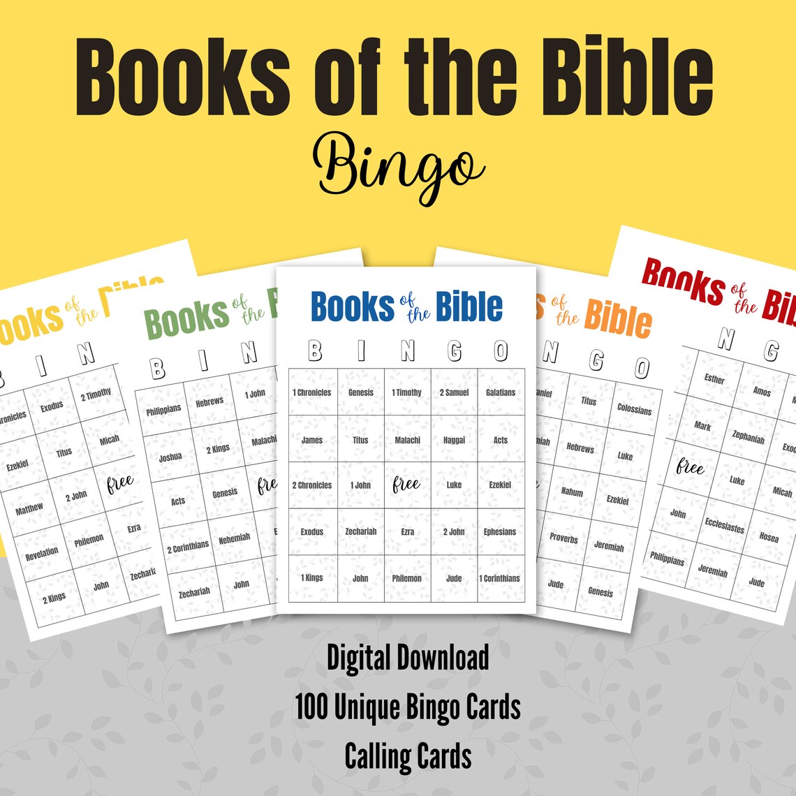 Books Of The Bible Bingo Books Of The Bible Game Sunday School Bingo Books Of The Bible Bingo Books Of The Bible Game Sunday School Bingo