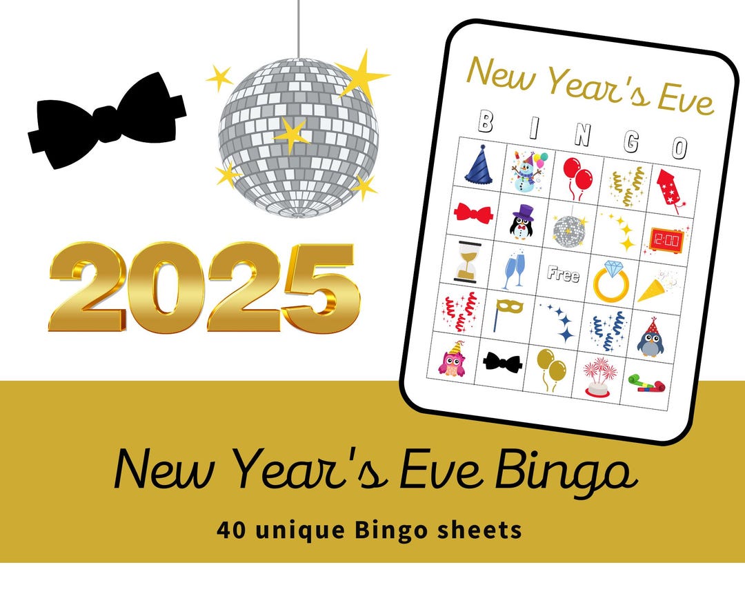 New Year's Eve Bingo 2025 Bingo New Year's Eve Games - Etsy