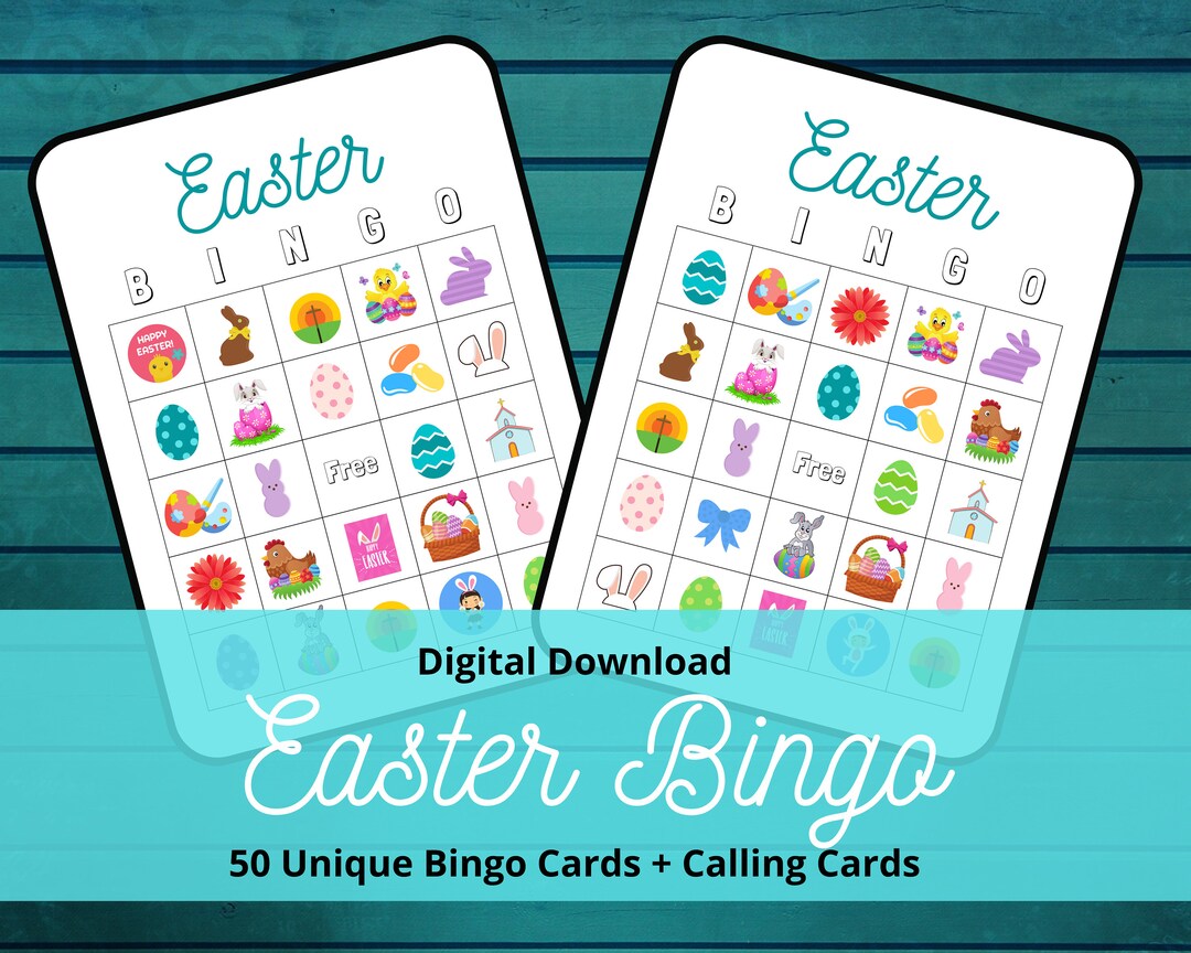 Easter Bingo Game: 50 Unique Cards, Easter Party (digital Download) - Etsy