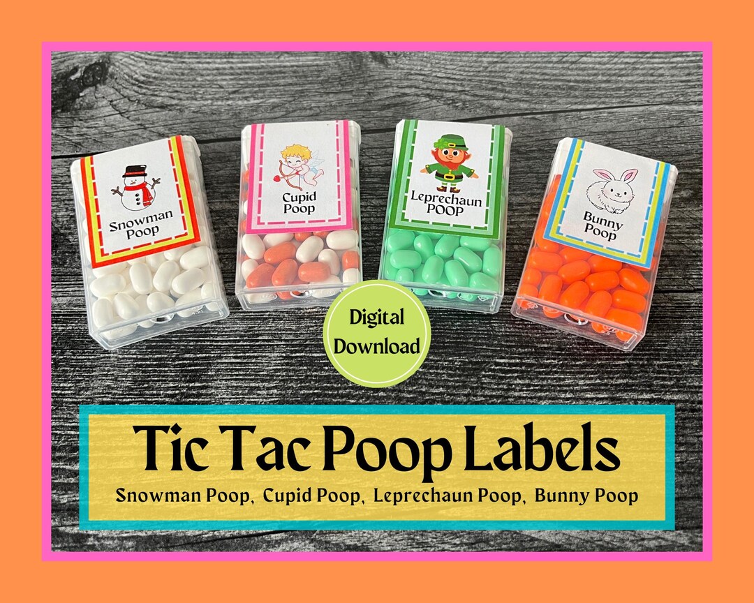 Tic Tac Poop Labels | Digital Download | Instant Printable | All 4 ...
