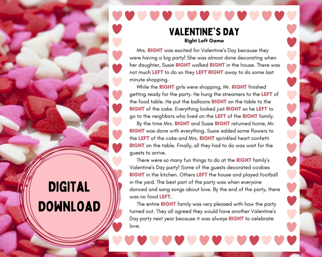Valentine's Day Right Left Game | Valentine's Day Game | Valentine's ...
