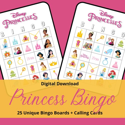 Princess BINGO Printable Party Game Girl Party Printable - Etsy