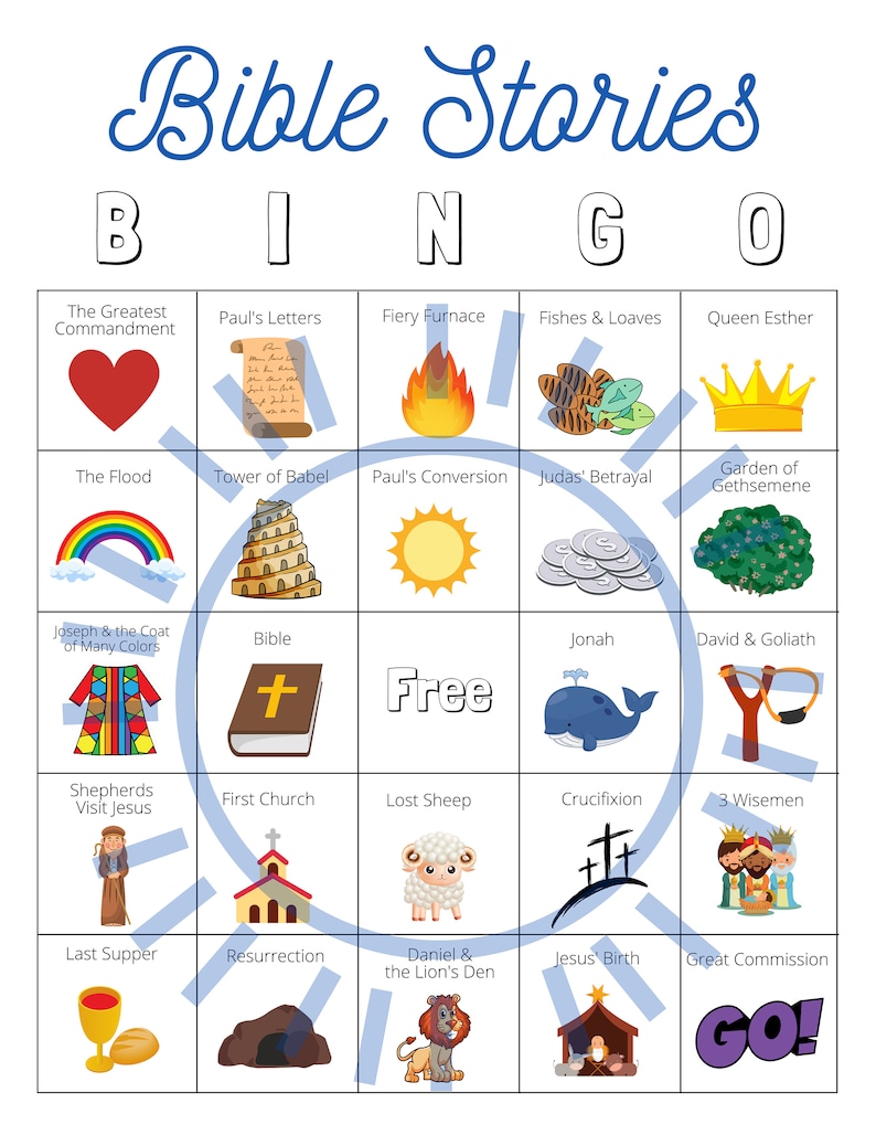 Bible Story Bingo Game: Sunday School Activity (digital Download) - Etsy