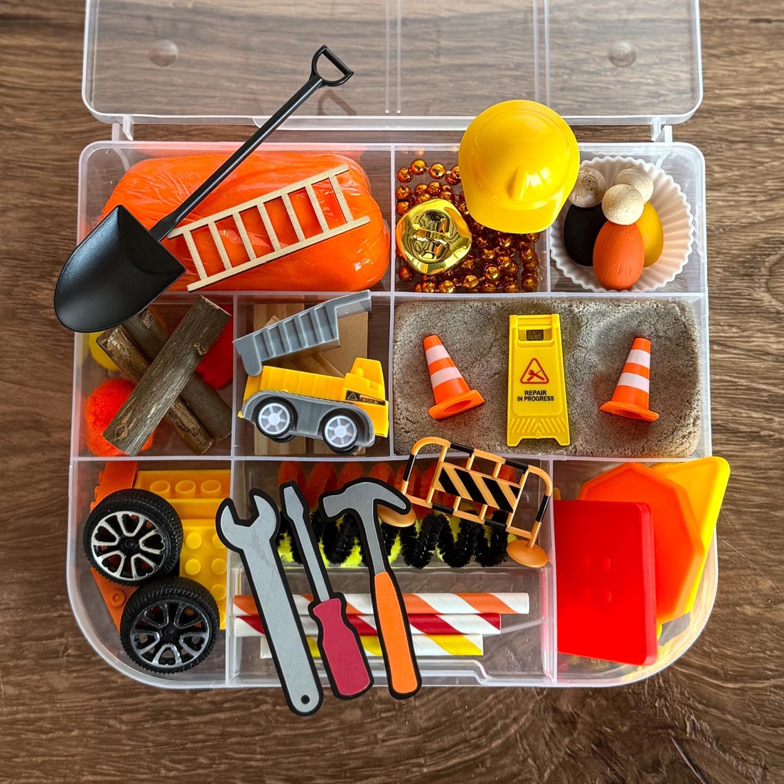 Construction Sensory Kit | Kinetic Sand and Play Dough | Personalize ...