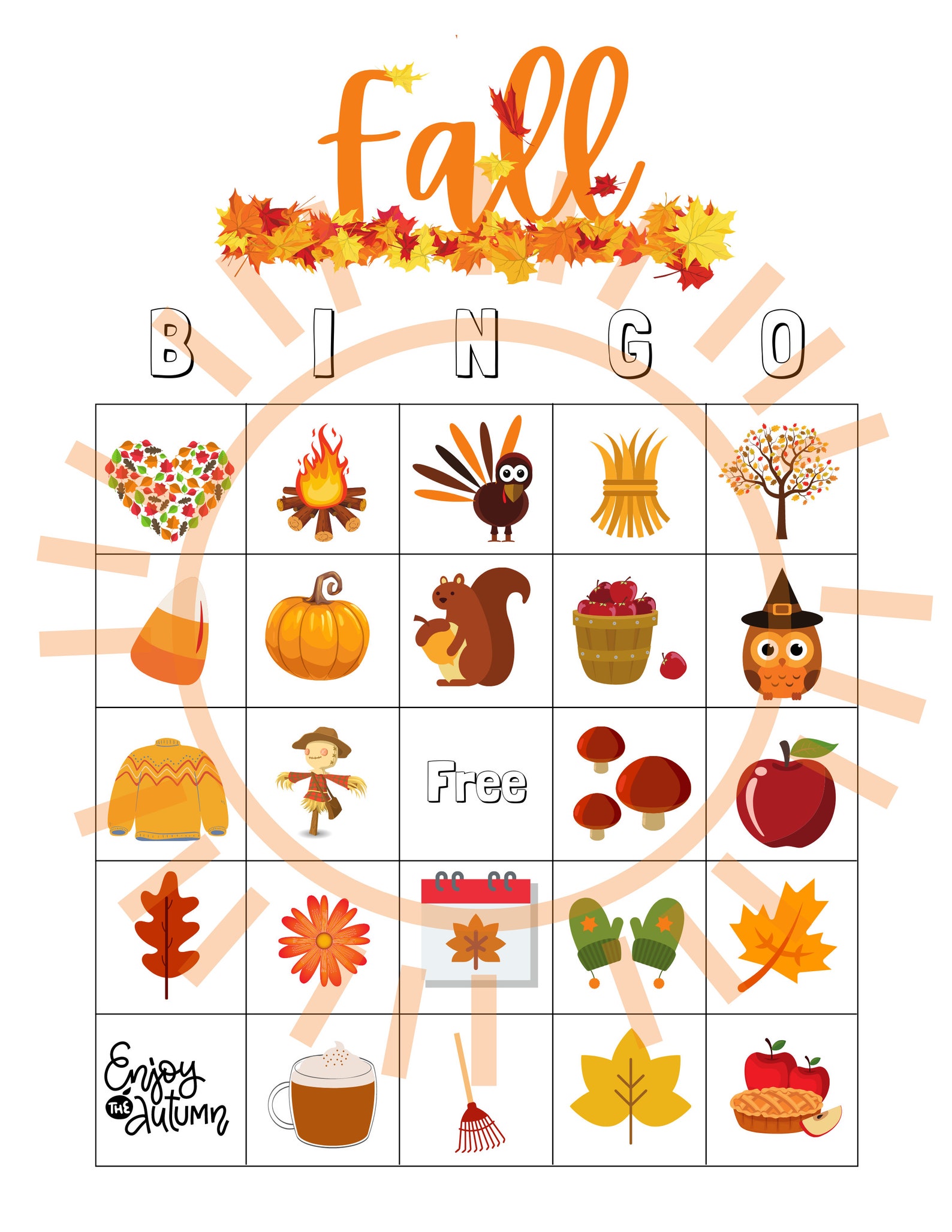 Fall Bingo Autumn Bingo Bingo Etsy