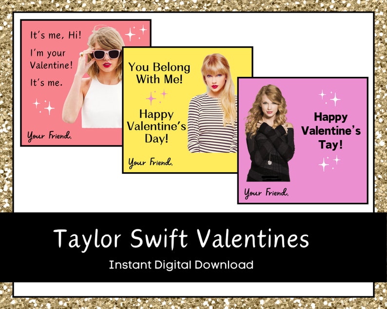 Taylor Swift Valentine Swiftie Valentine Cards Instant Digital Download ...