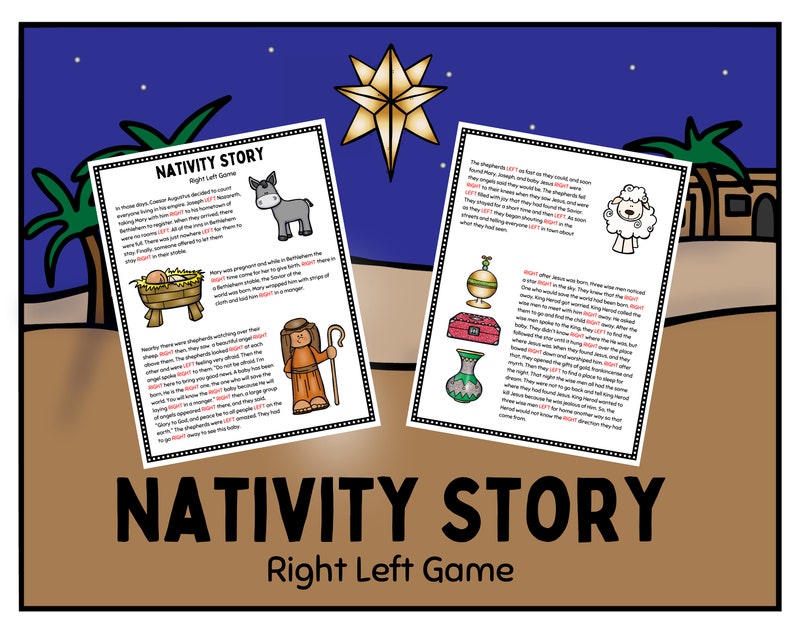 Nativity Story Right Left Game: Christmas Activity (digital Download ...