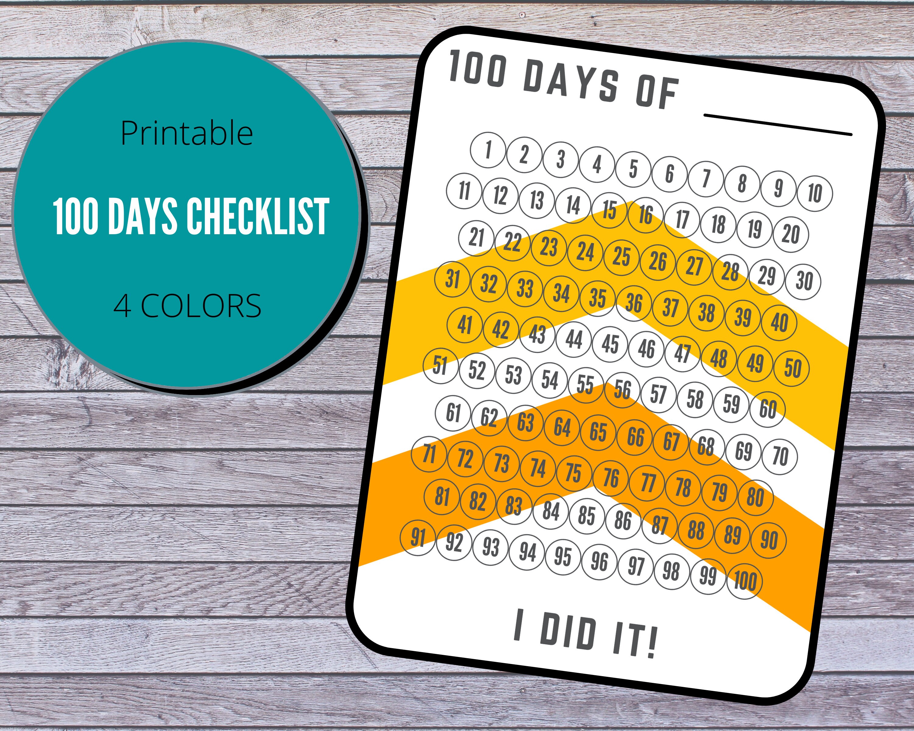 100 Days Tracker Goal Checklist Healthy Habits Tracker - Etsy