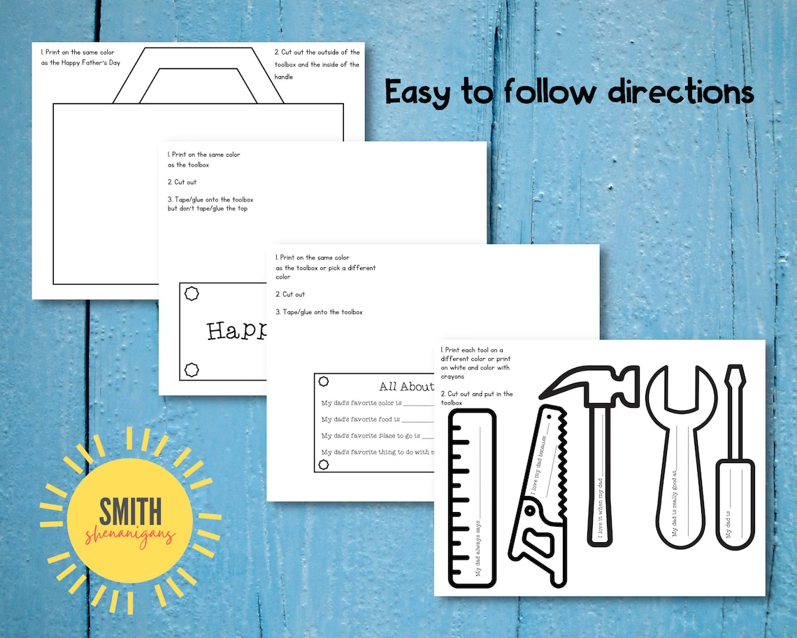Happy Father's Day Craft | Toolbox Craft for Dad | Digital Download - Etsy