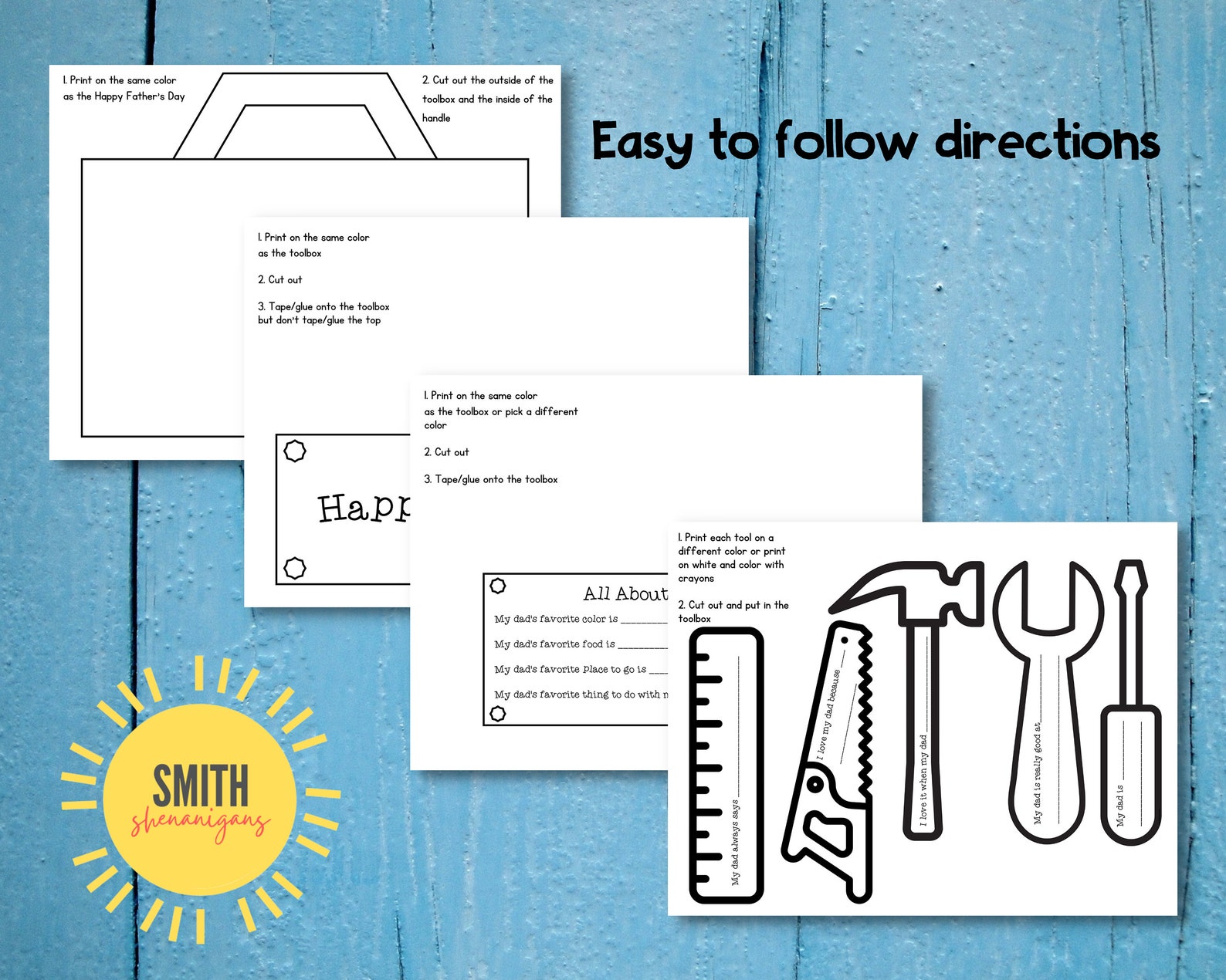 Happy Father's Day Craft Toolbox Craft for Dad Digital Download - Etsy