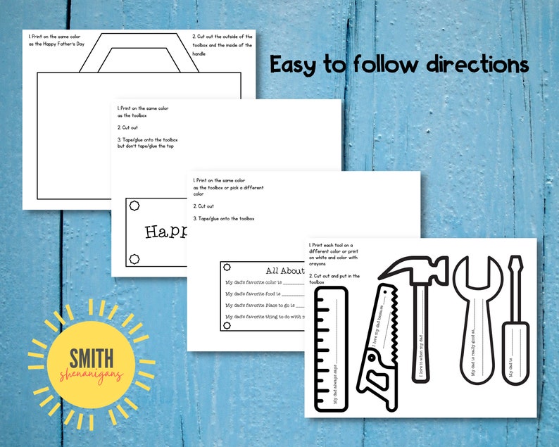 Happy Father's Day Craft Toolbox Craft for Dad Digital Download - Etsy