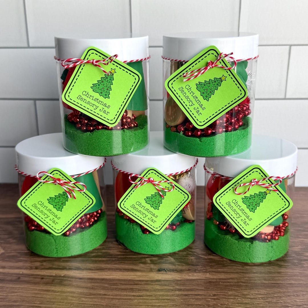Christmas Sensory Jar | 8oz | Kinetic Sand and Play Dough | Personalize ...