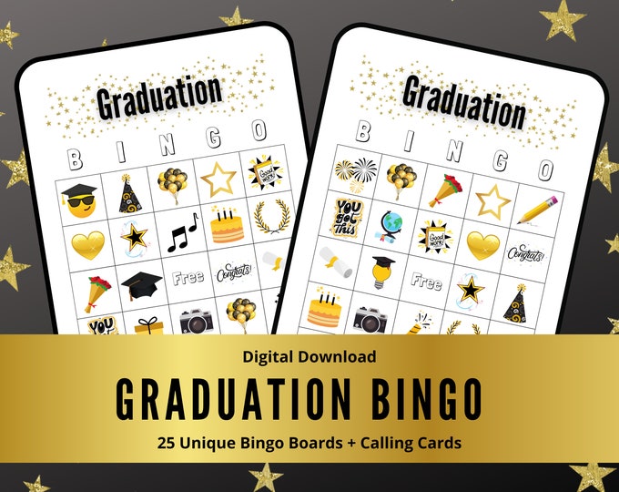 100x Graduation Bingo Cards, Printable School Bingo, Graduation Party ...