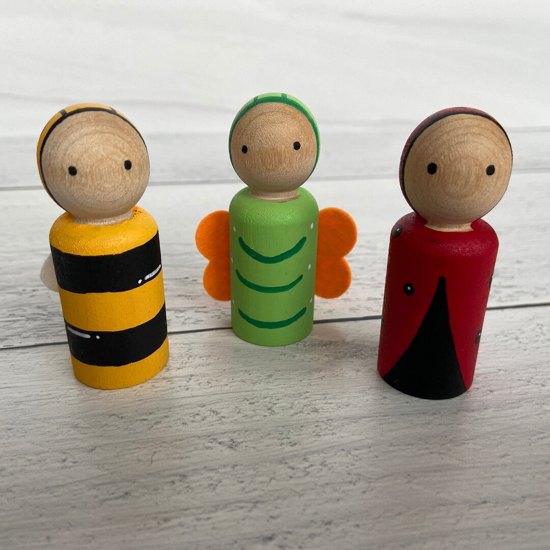 Bug Peg Doll Set- Spring Decor, Insects, Montessori-inspired Toys - Etsy