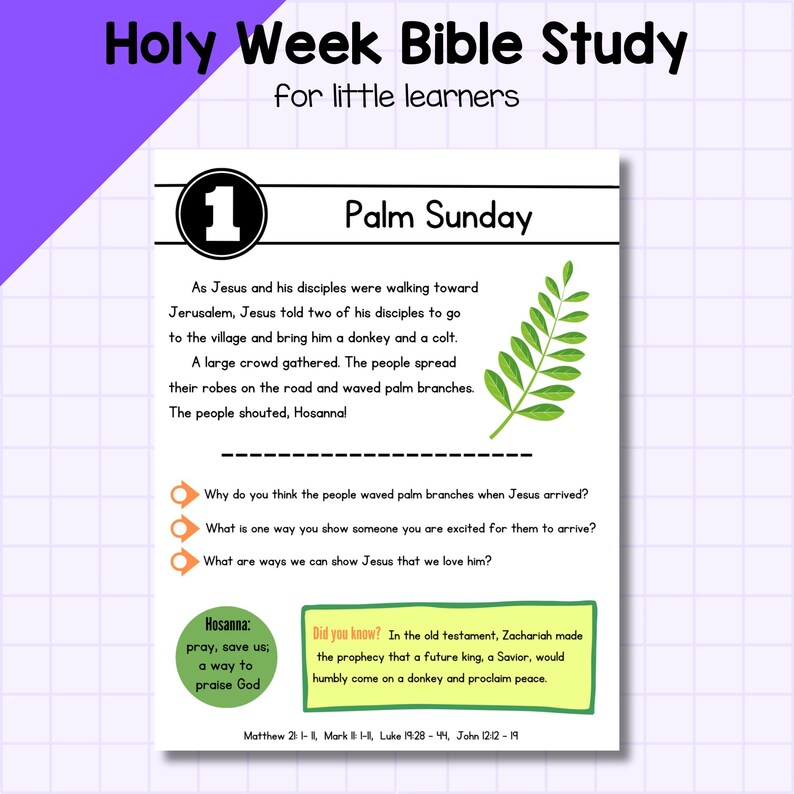 Holy Week Lesson Plan | Easter | Bible Study for Little Learners - Etsy