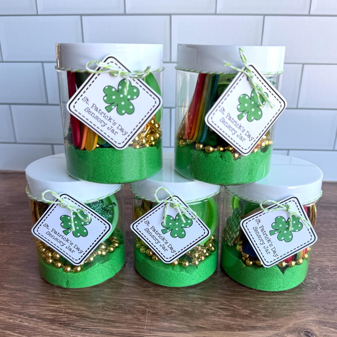 Personalized St. Patrick's Day Sensory Jar | Kinetic Sand & Play Dough ...
