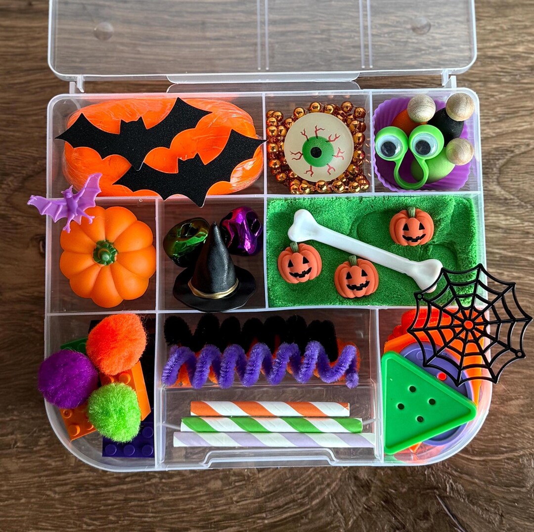 Halloween Sensory Kit | Kinetic Sand and Play Dough | Personalize With ...