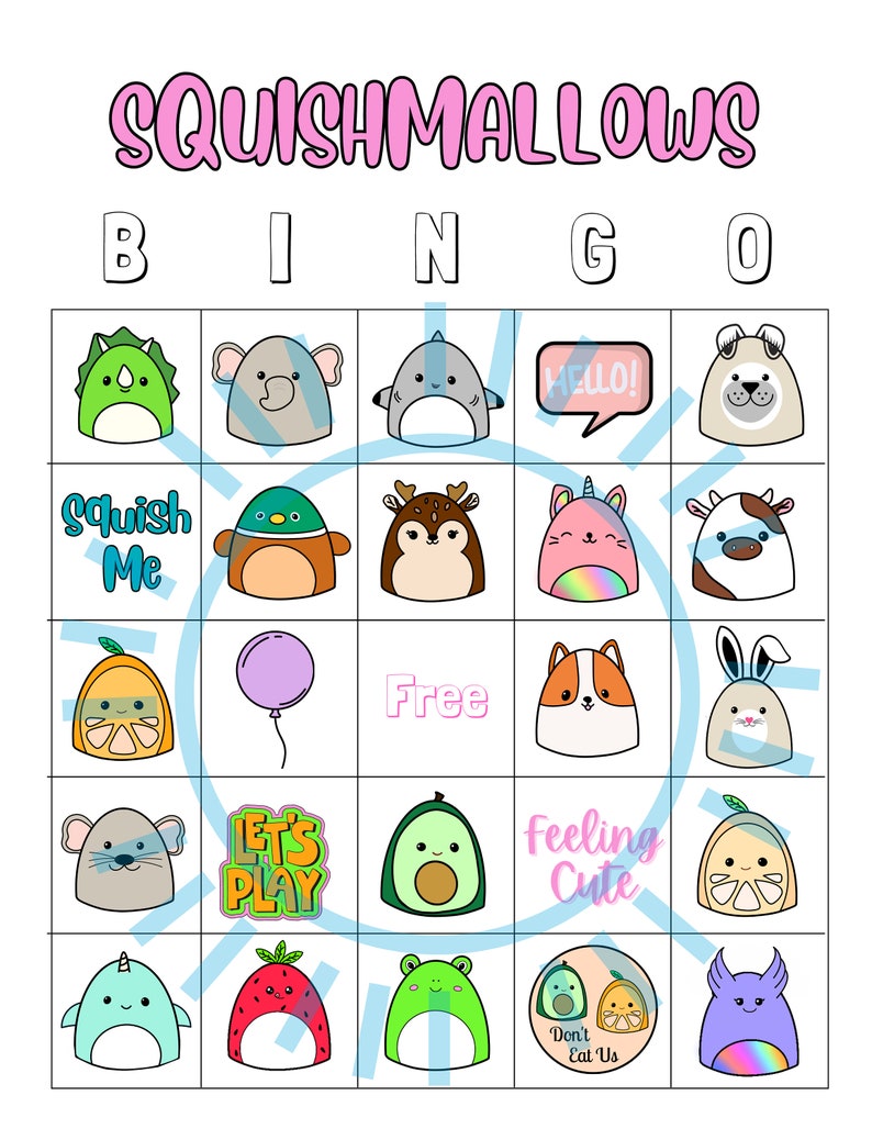 Squishmallow Bingo Squishmallow Birthday Party Game 40 Unique Boards - Etsy