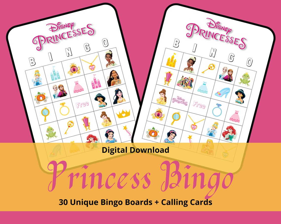 Princess Bingo Princess Birthday Party Game | Etsy