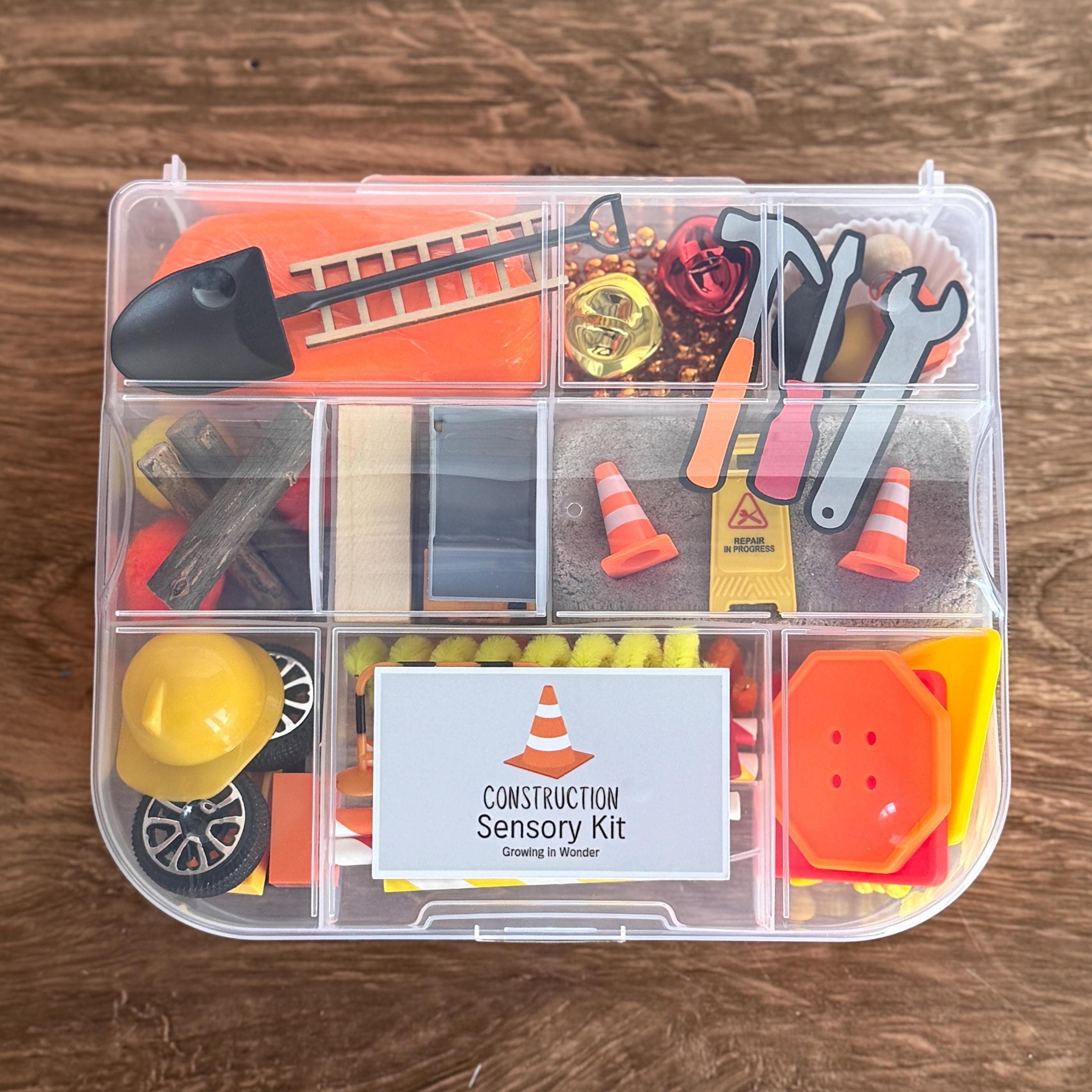Construction Sensory Kit | Kinetic Sand and Play Dough | Personalize ...