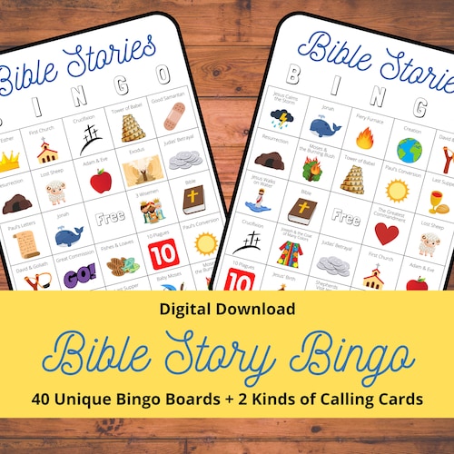 Bible Story Bingo Bible Study Bingo Sunday School Bingo - Etsy