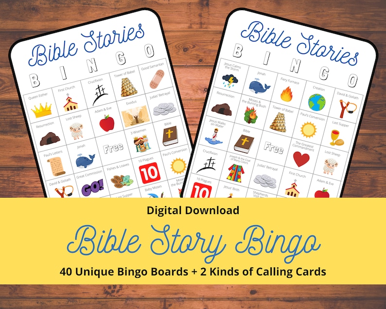 Bible Story Bingo Bible Study Bingo Sunday School Bingo - Etsy